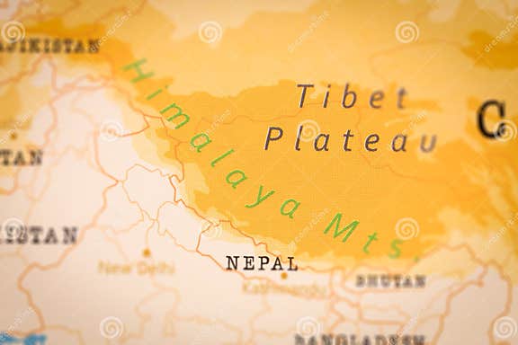 The Realistic Map of Himalaya Mountains. Stock Photo - Image of border ...