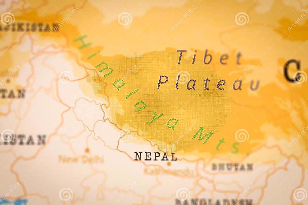 The Realistic Map of Himalaya Mountains. Stock Photo - Image of border ...