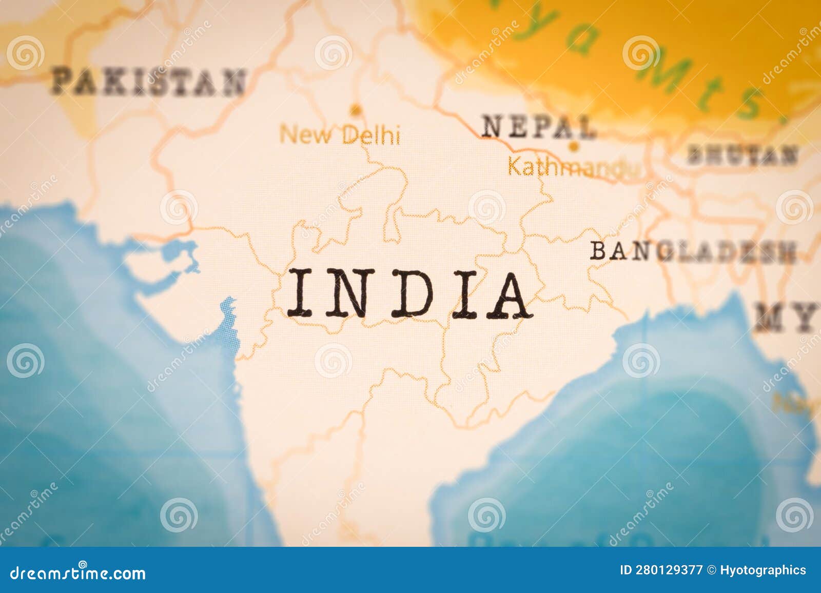 The Realistic Map of India. Stock Image - Image of city, national ...