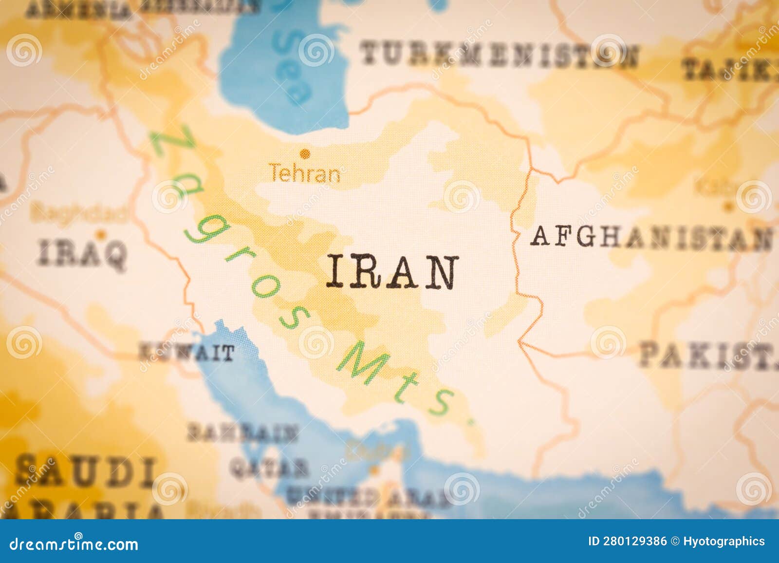 The Realistic Map of Iran. stock photo. Image of politics - 280129386