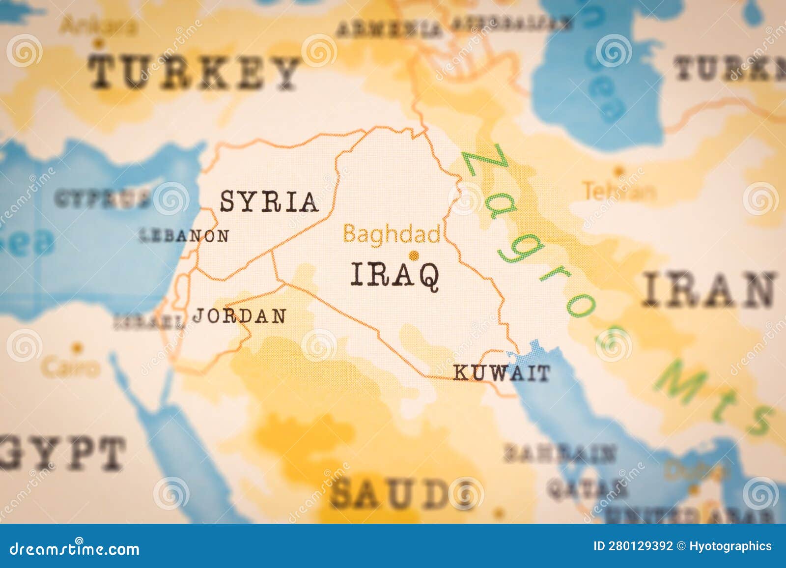 The Realistic Map of Iraq. stock photo. Image of tour - 280129392