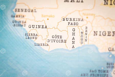 The Realistic Map of Ivory Coast. Stock Image - Image of article ...