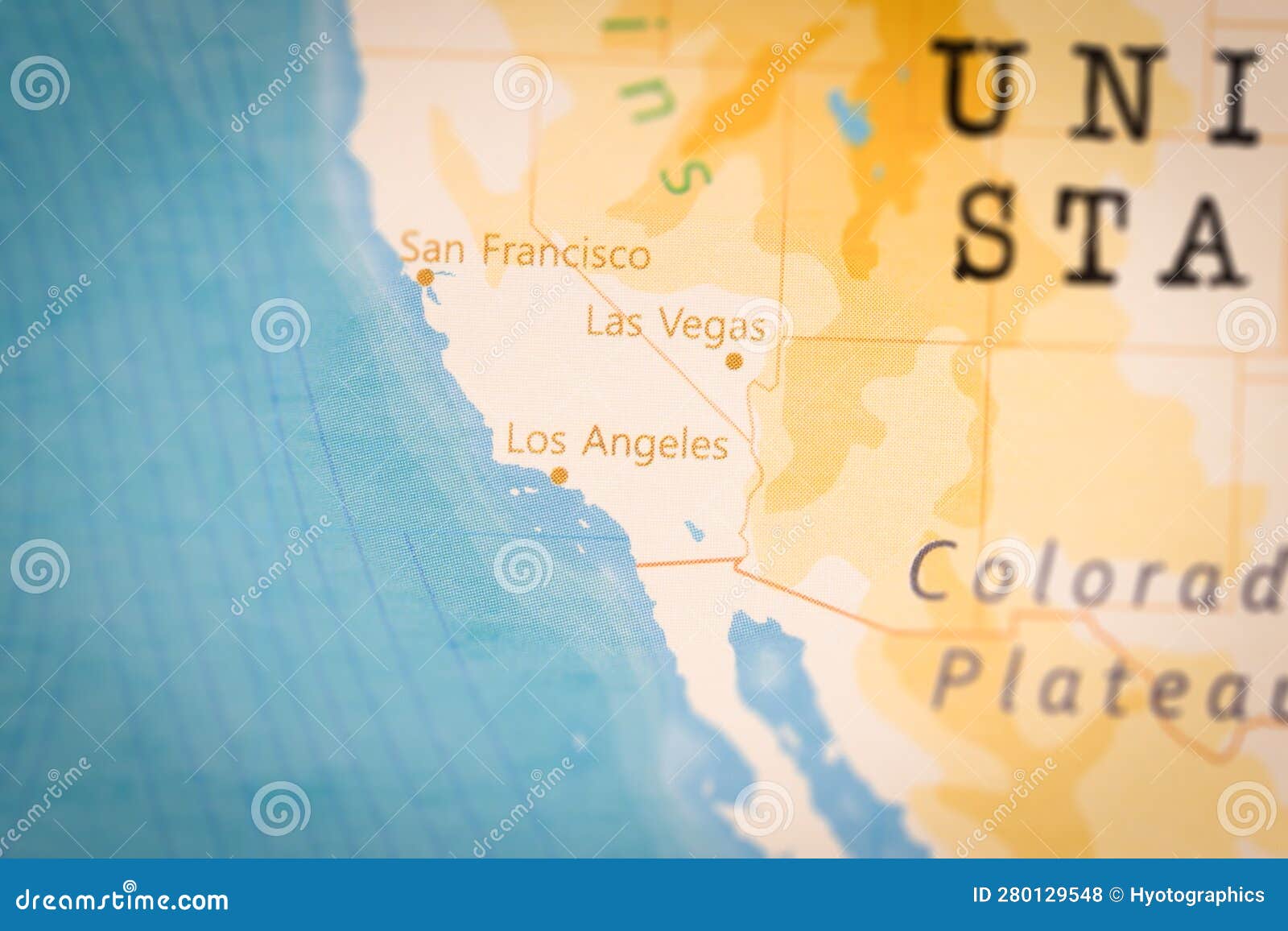 The Realistic Map of Los Angeles. Stock Photo - Image of country ...