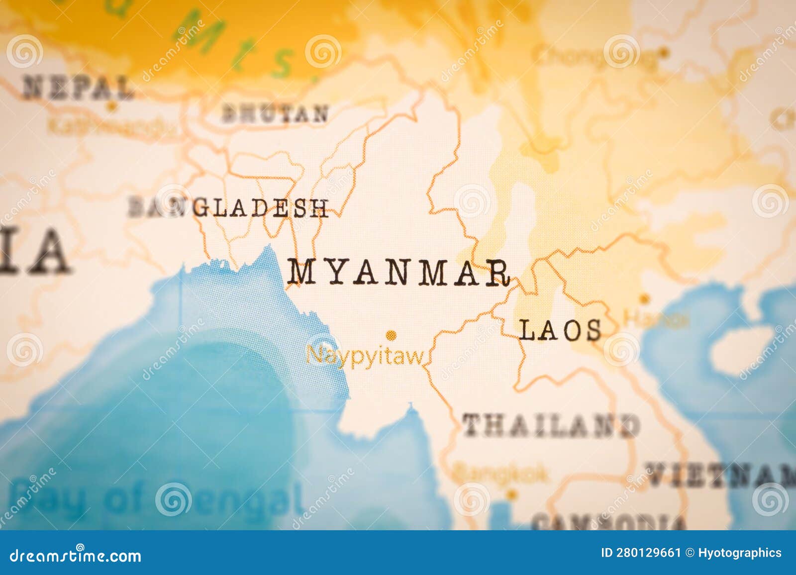 The Realistic Map of Myanmar. Stock Image - Image of realistic, world ...