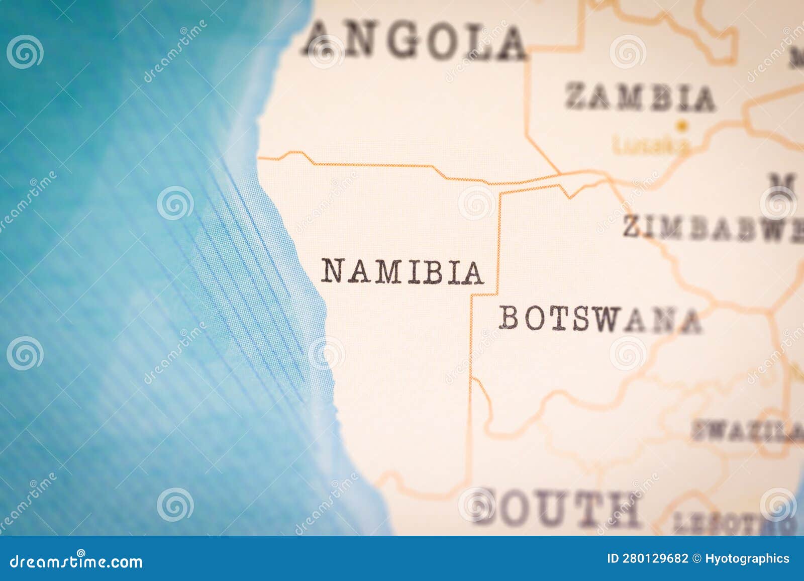 The Realistic Map of Namibia. Stock Illustration - Illustration of ...