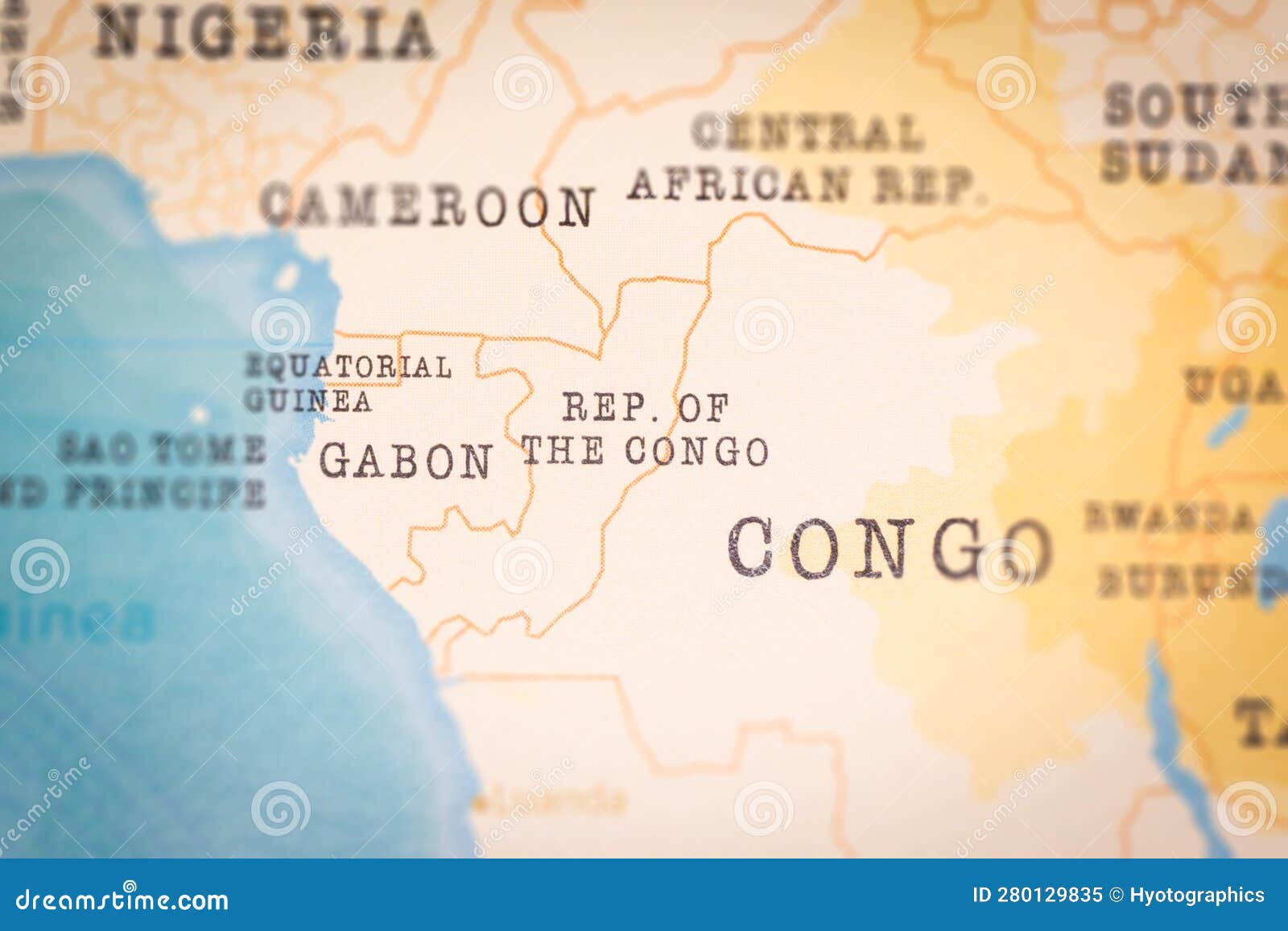 The Realistic Map of Republic of the Congo. Stock Illustration ...