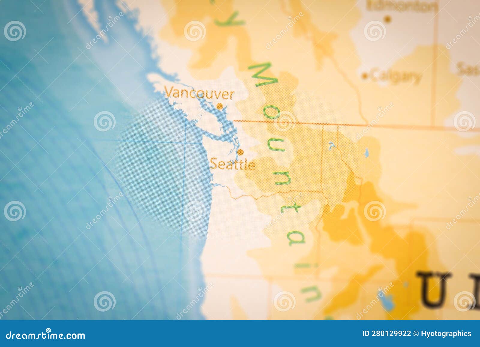 The Realistic Map of Seattle. Stock Photo - Image of newspaper ...