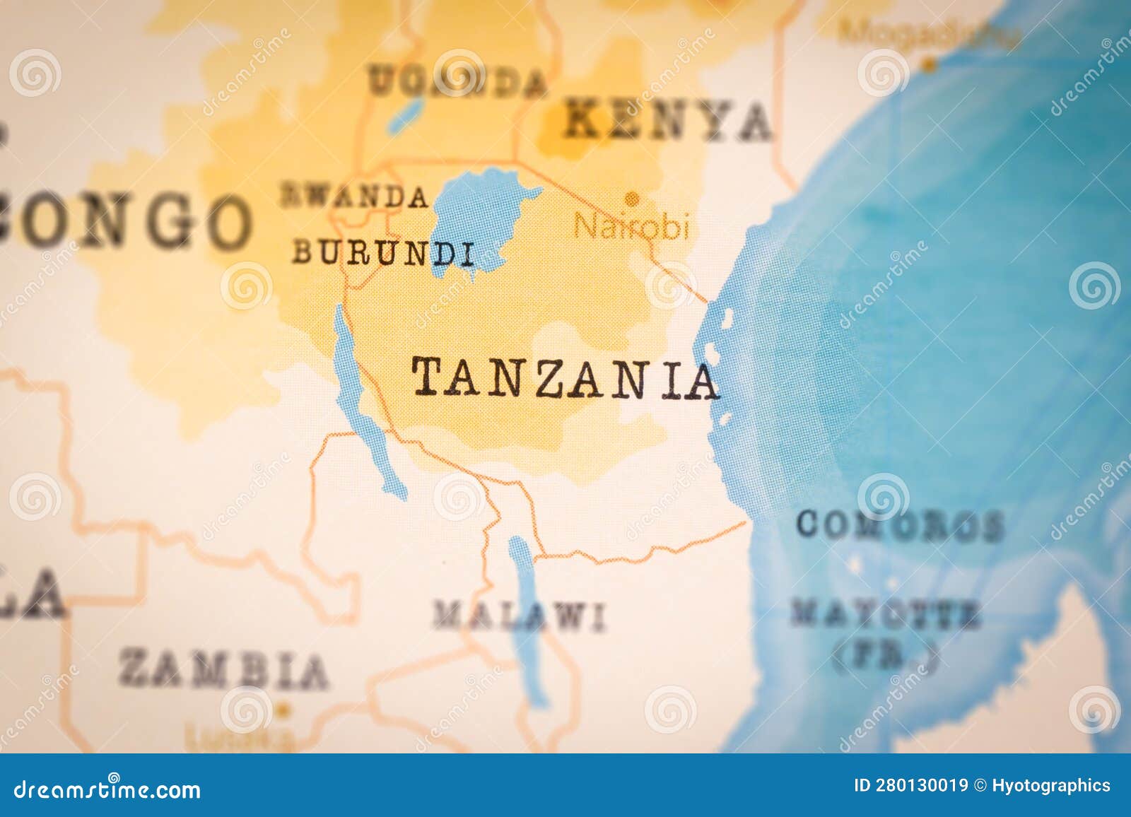 The Realistic Map of Tanzania. Stock Image - Image of economy, national ...