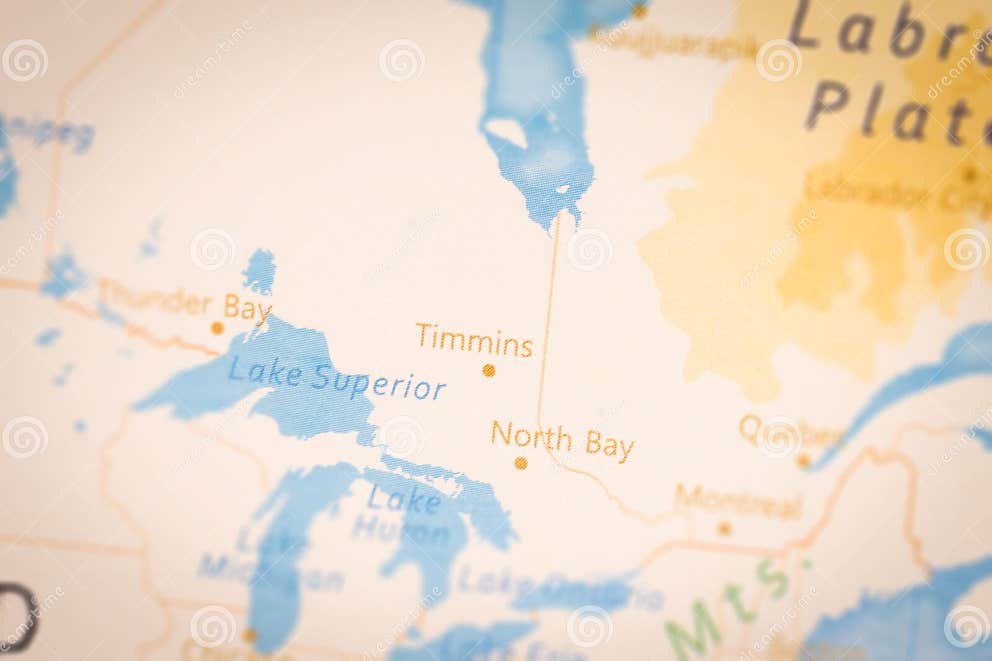 The Realistic Map of Timmins. Stock Image - Image of newspaper, city ...
