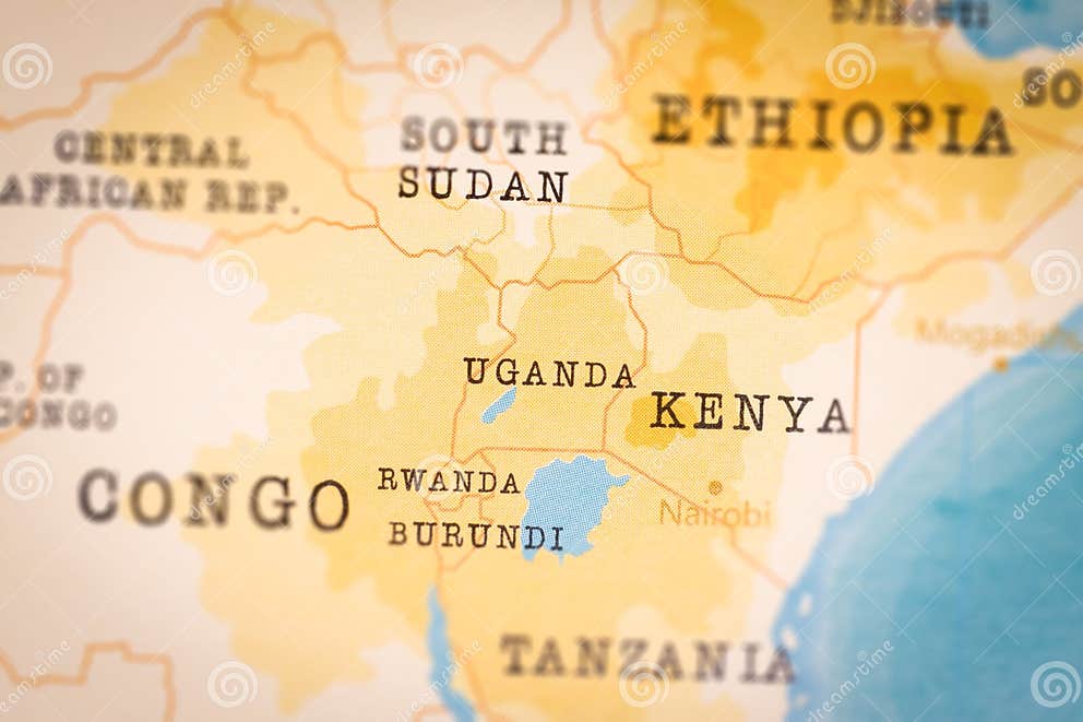 The Realistic Map of Uganda. Stock Illustration - Illustration of ...