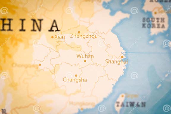 The Realistic Map of Wuhan. Stock Image - Image of border, paper: 280130135