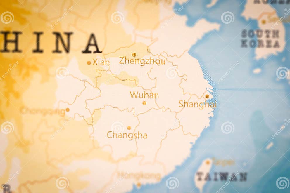 The Realistic Map of Wuhan. Stock Image - Image of border, paper: 280130135