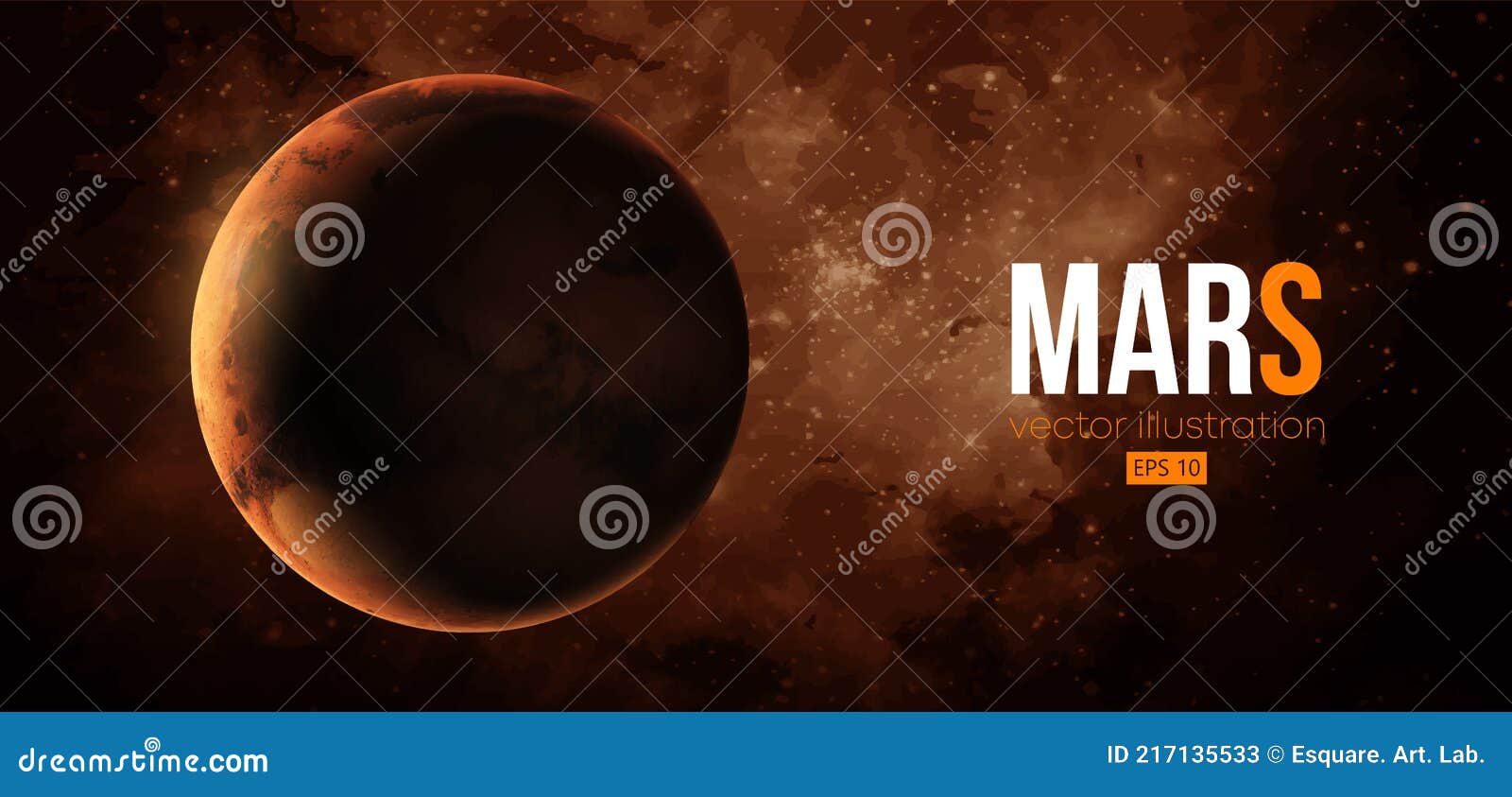 Realistic Mars Planet from Space. Vector Illustration Stock Vector ...
