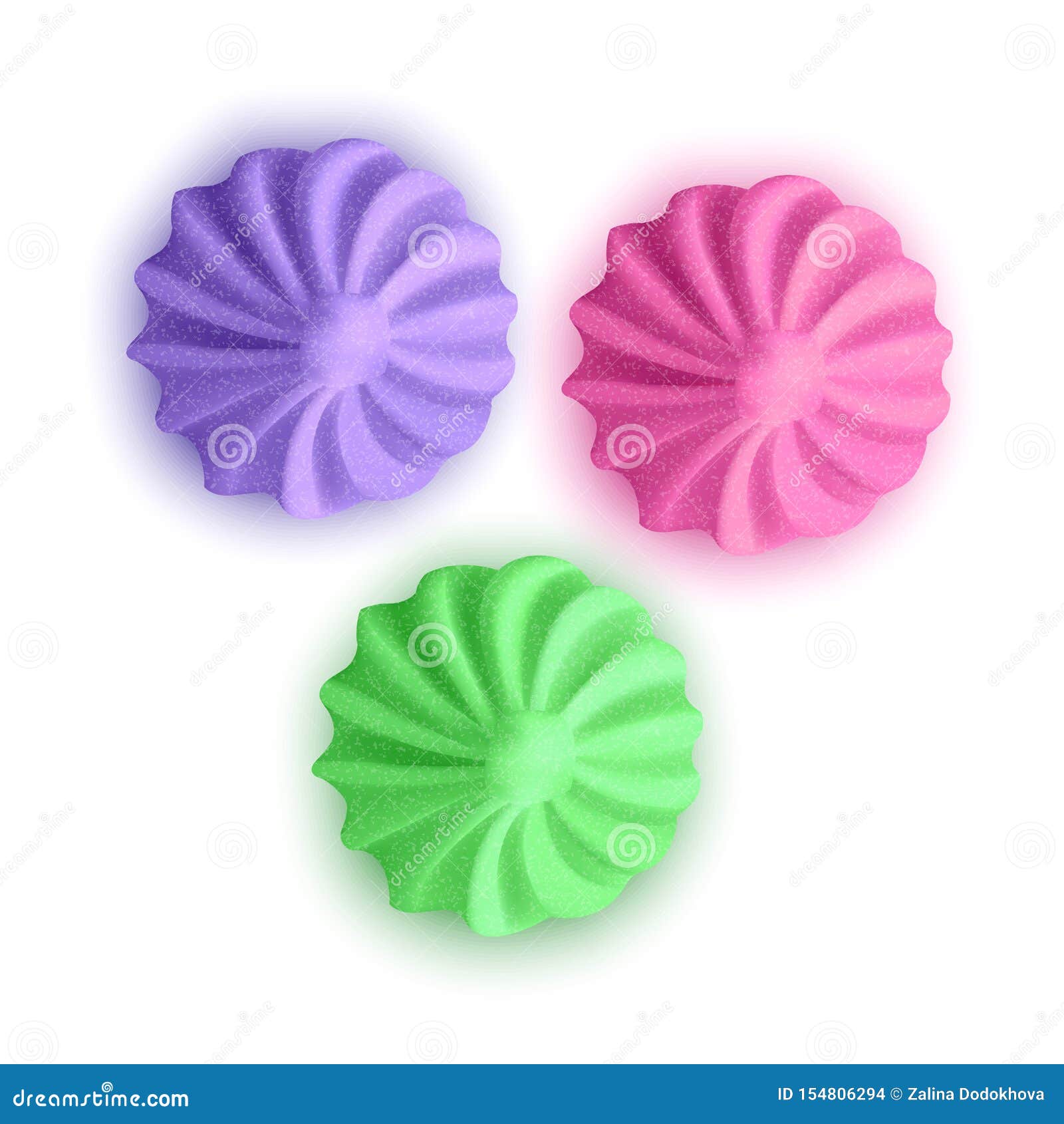 Realistic Marshmallows, Colorful Candy on White Background, Vector ...