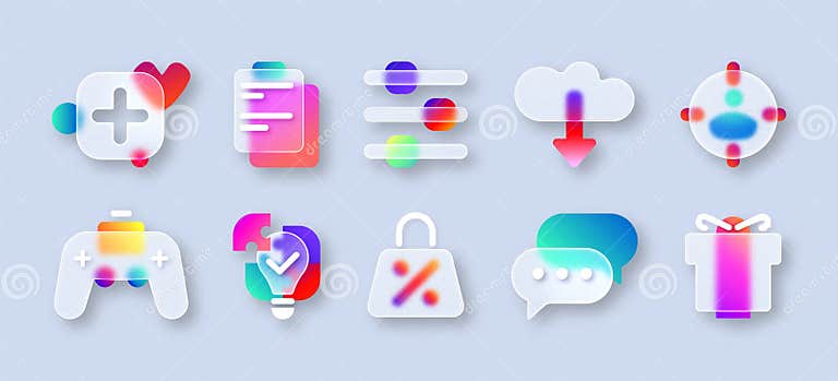 Realistic Matte Glass Morphism Transparent Ui Icons with Blurred Neon ... Realistic Matte Glass Morphism Transparent Ui Icons with Blurred Neon ...