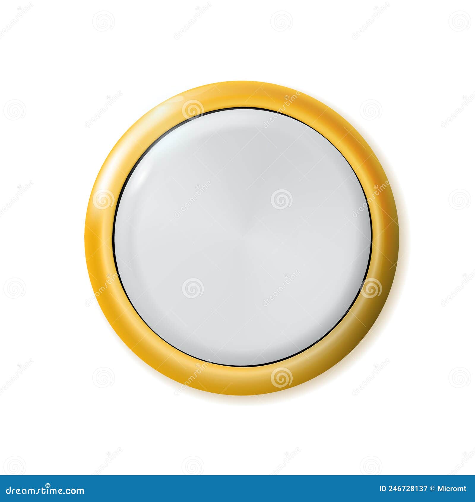 Realistic Matte White Button. Metal Circle Ui Component Stock Vector ...