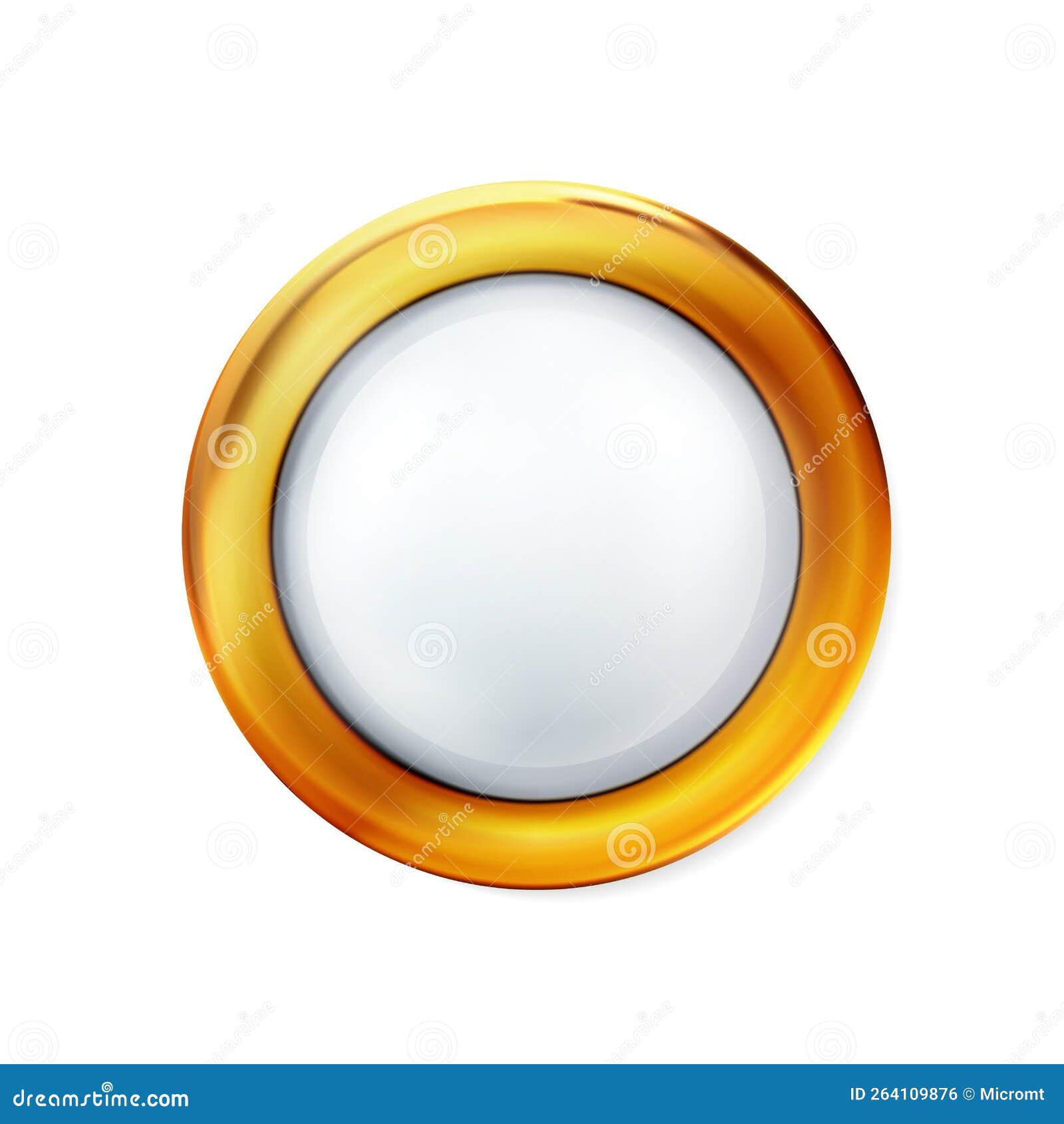 Realistic Matte White Button. Metal Circle Ui Component Stock Vector ...