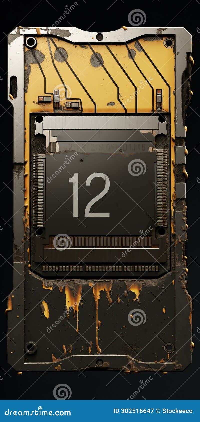 Realistic Memory Card Circuit Board with Number 12 Display Stock ...