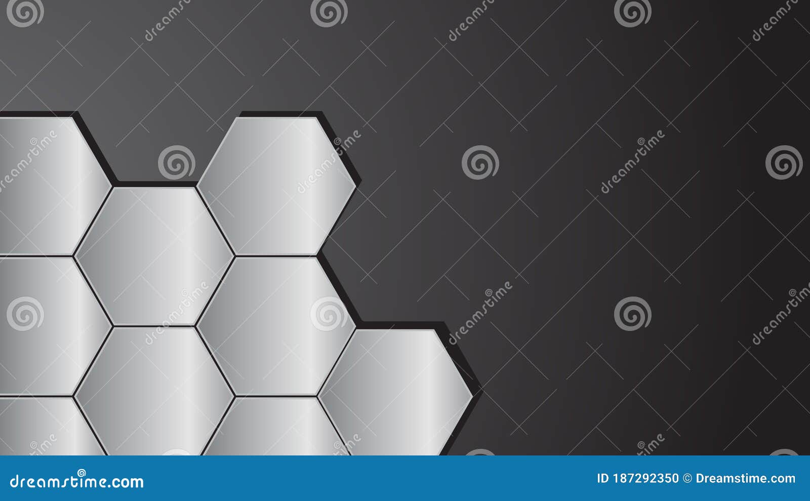 Hexagonal Realistic Metal Background Design, Silver Abstract Metallic ...