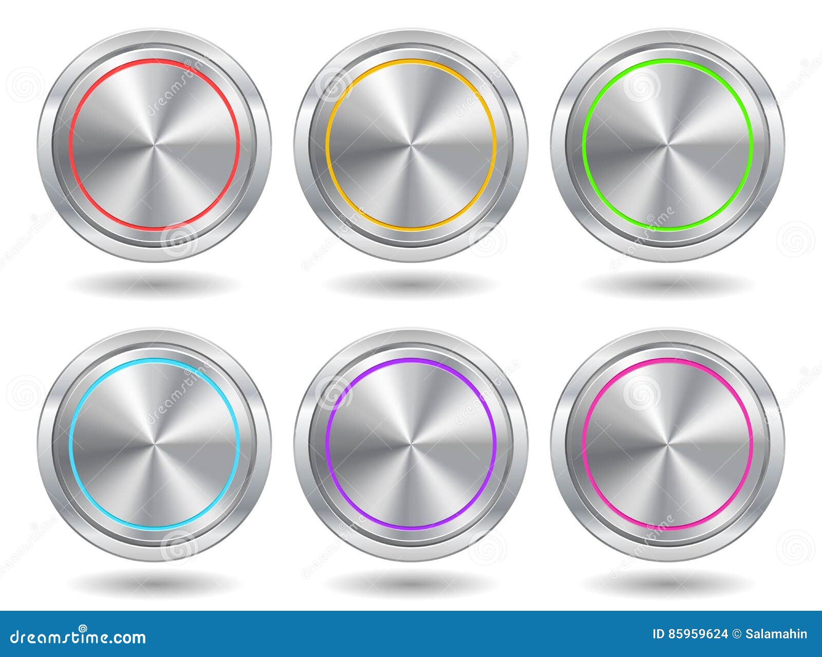 Realistic Metal Button with Circular Processing. Vector Illustration ...