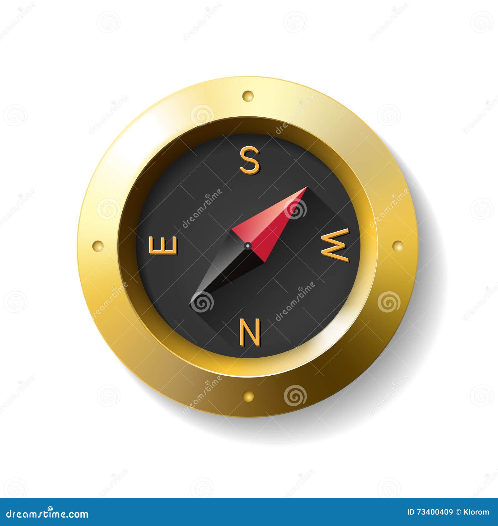 Realistic metal compass stock vector. Illustration of navigation - 73400409