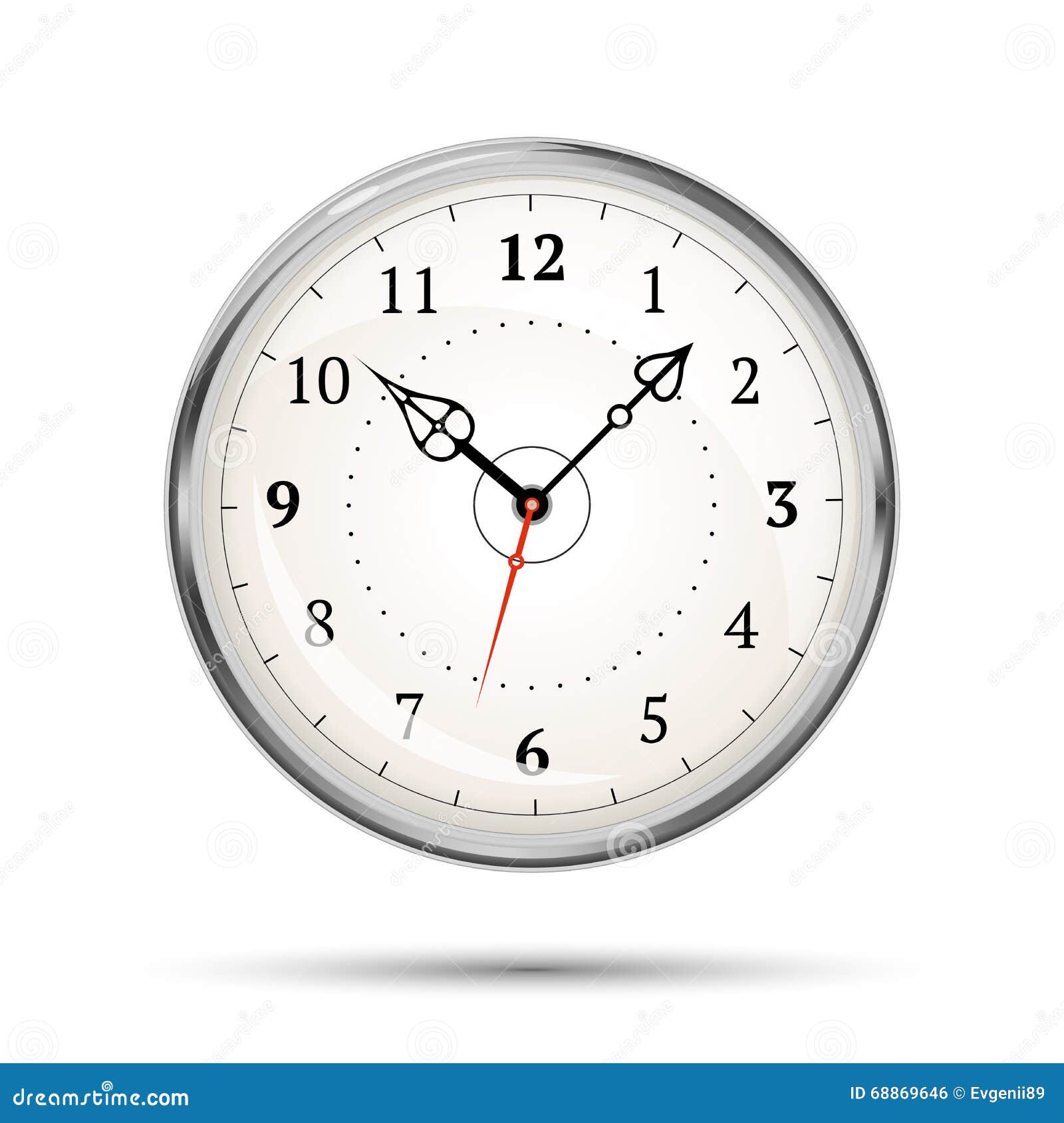 Realistic Metal Glossy Clock on White Stock Photo - Image of metal ...