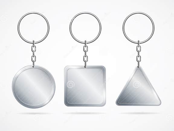 Realistic Metal Keychains Set. Vector Stock Vector - Illustration of ...