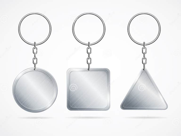 Realistic Metal Keychains Set. Vector Stock Vector - Illustration of ...