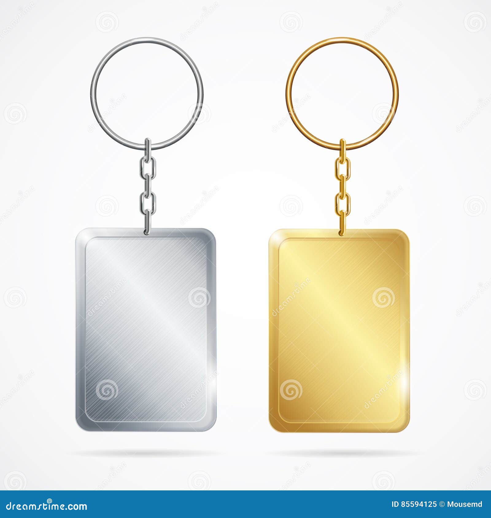 Realistic Metal Keychains Set Vector Stock Vector Illustration Of