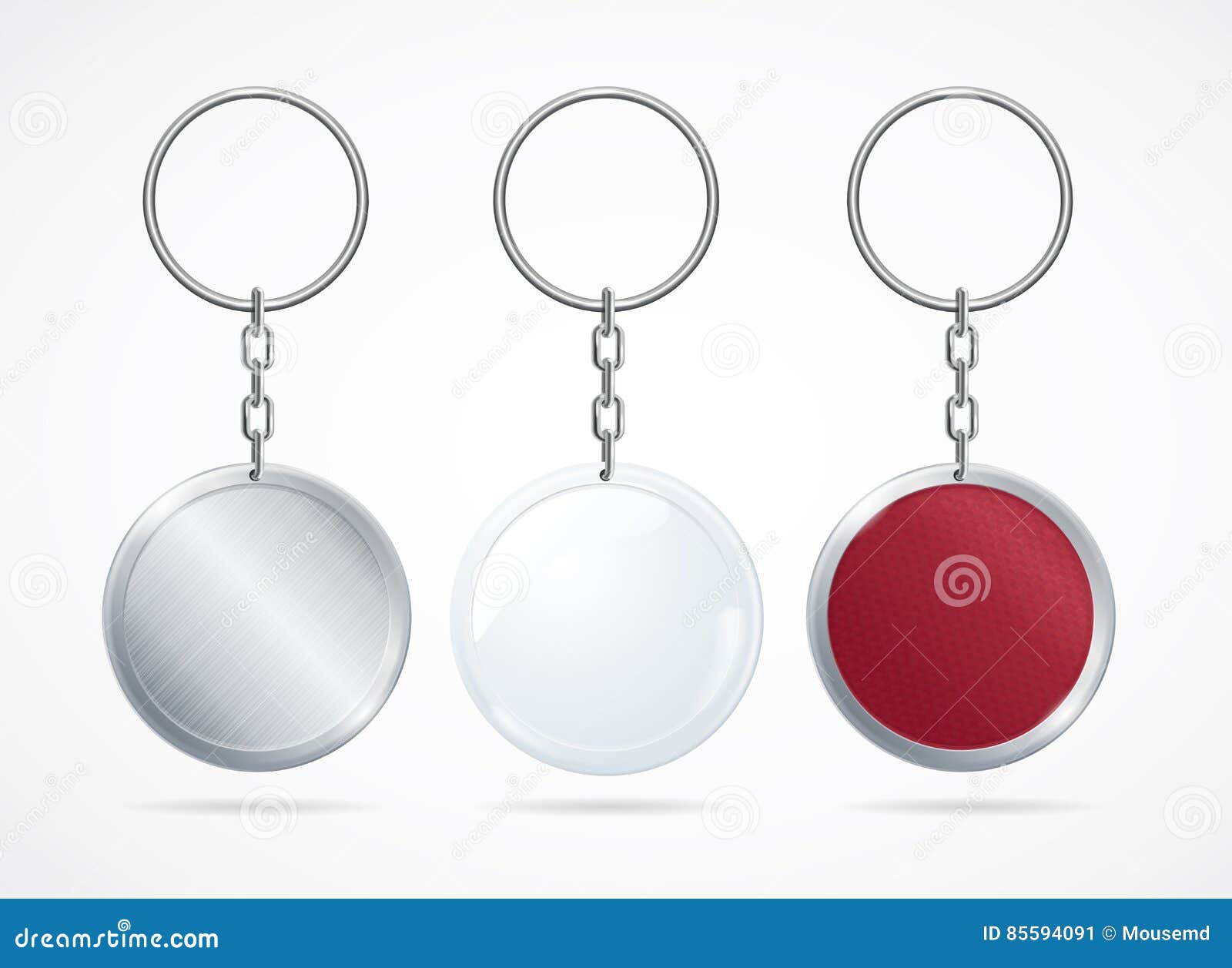 Realistic Metal And Plastic Keychains Set Vector Stock Vector