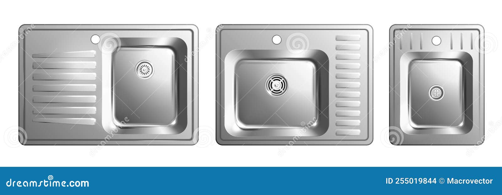 Realistic Metal Sink Icon Set Stock Vector - Illustration of modern ...