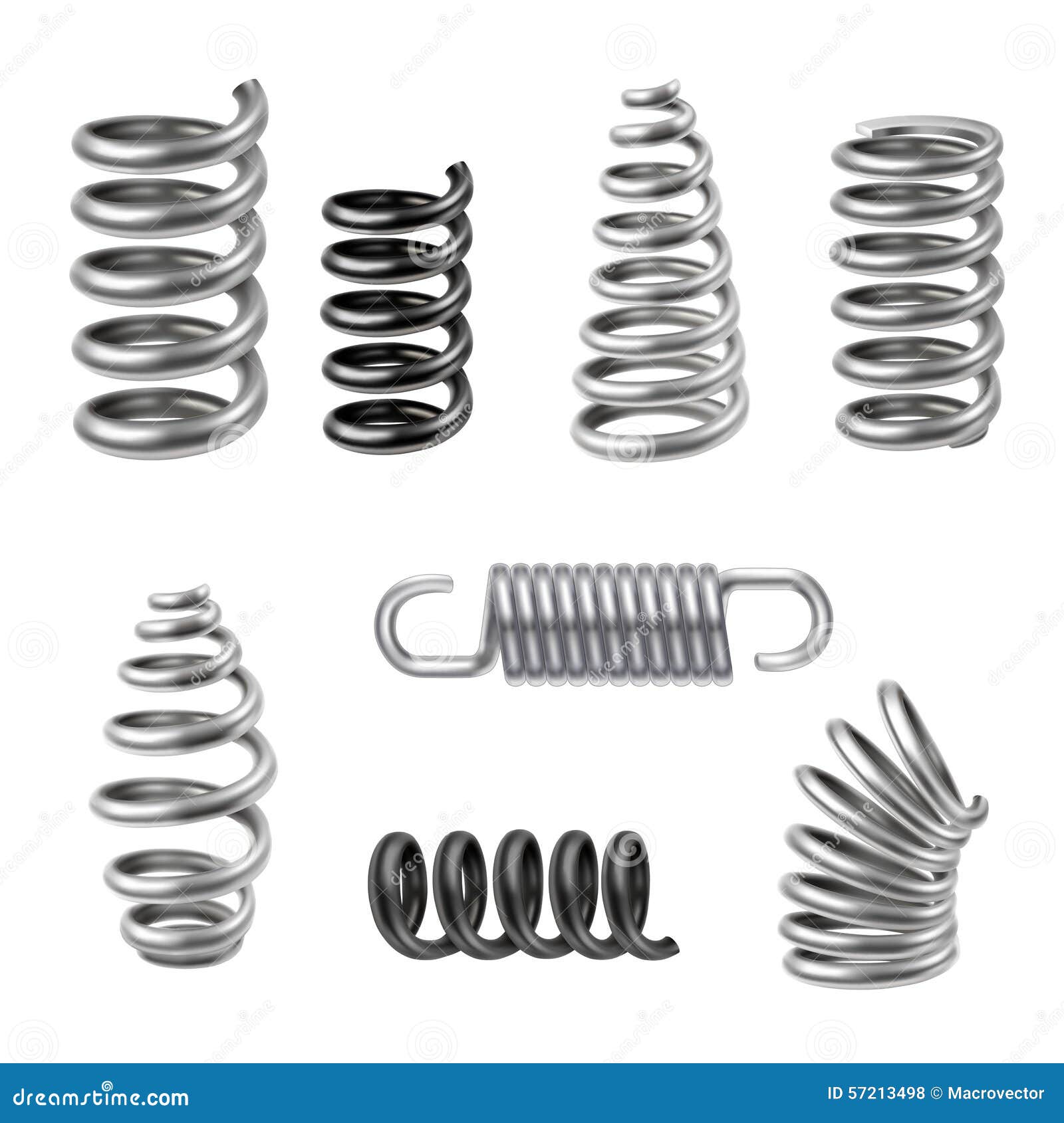 Realistic Metal Springs And Machine Absorbers Set Cartoon Vector ...