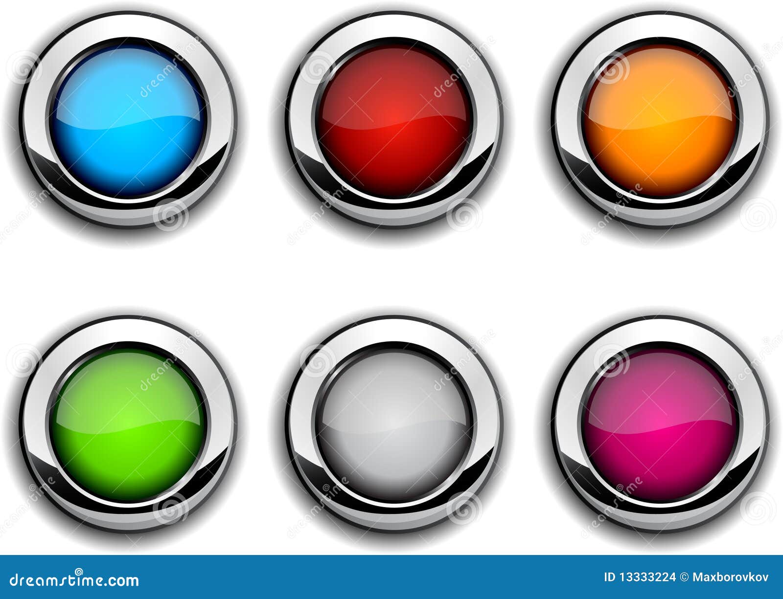 Realistic Metallic Buttons. Stock Illustration - Illustration of orange ...