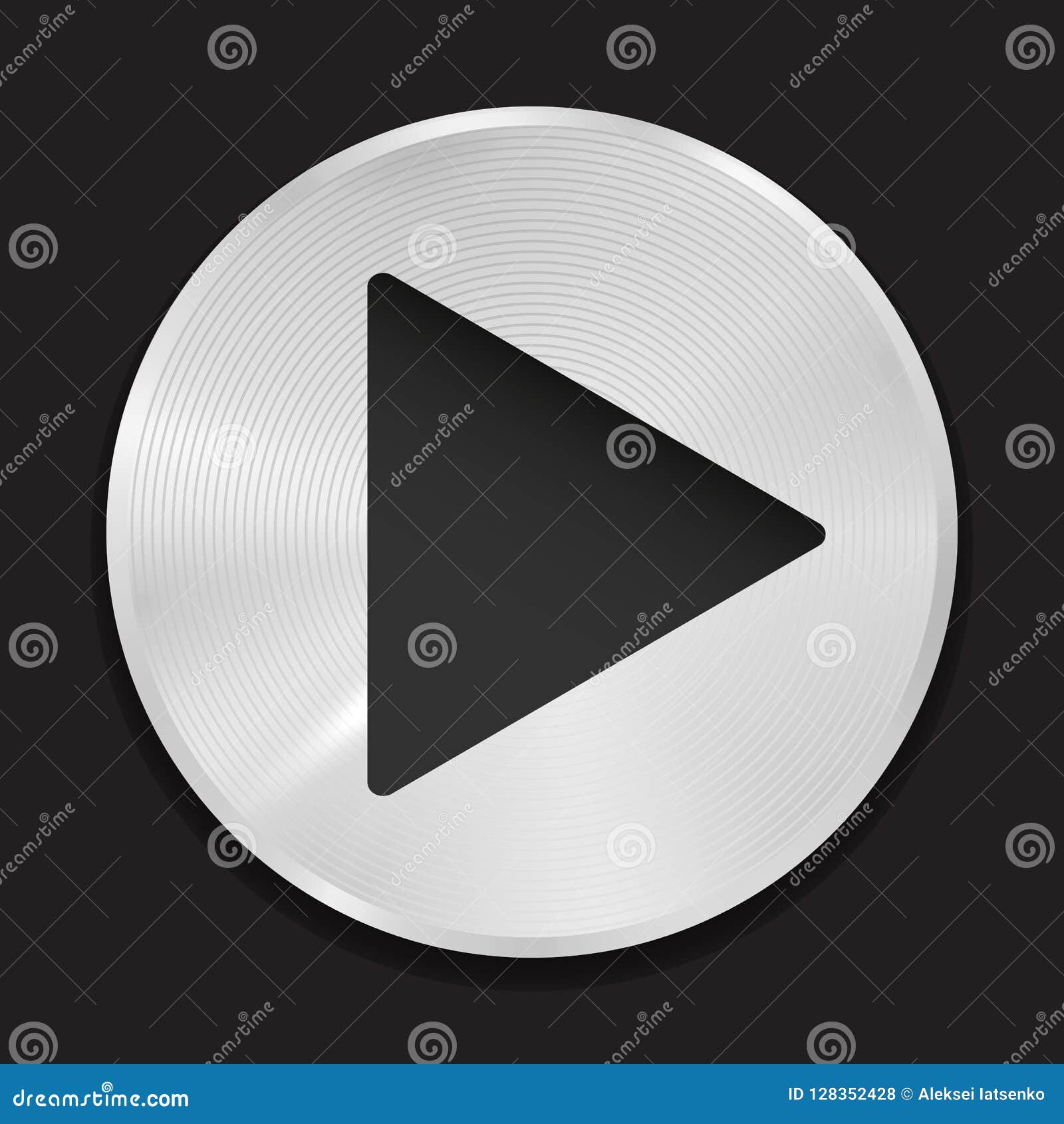 Realistic Metallic Play Button Vector Icon Stock Vector - Illustration ...
