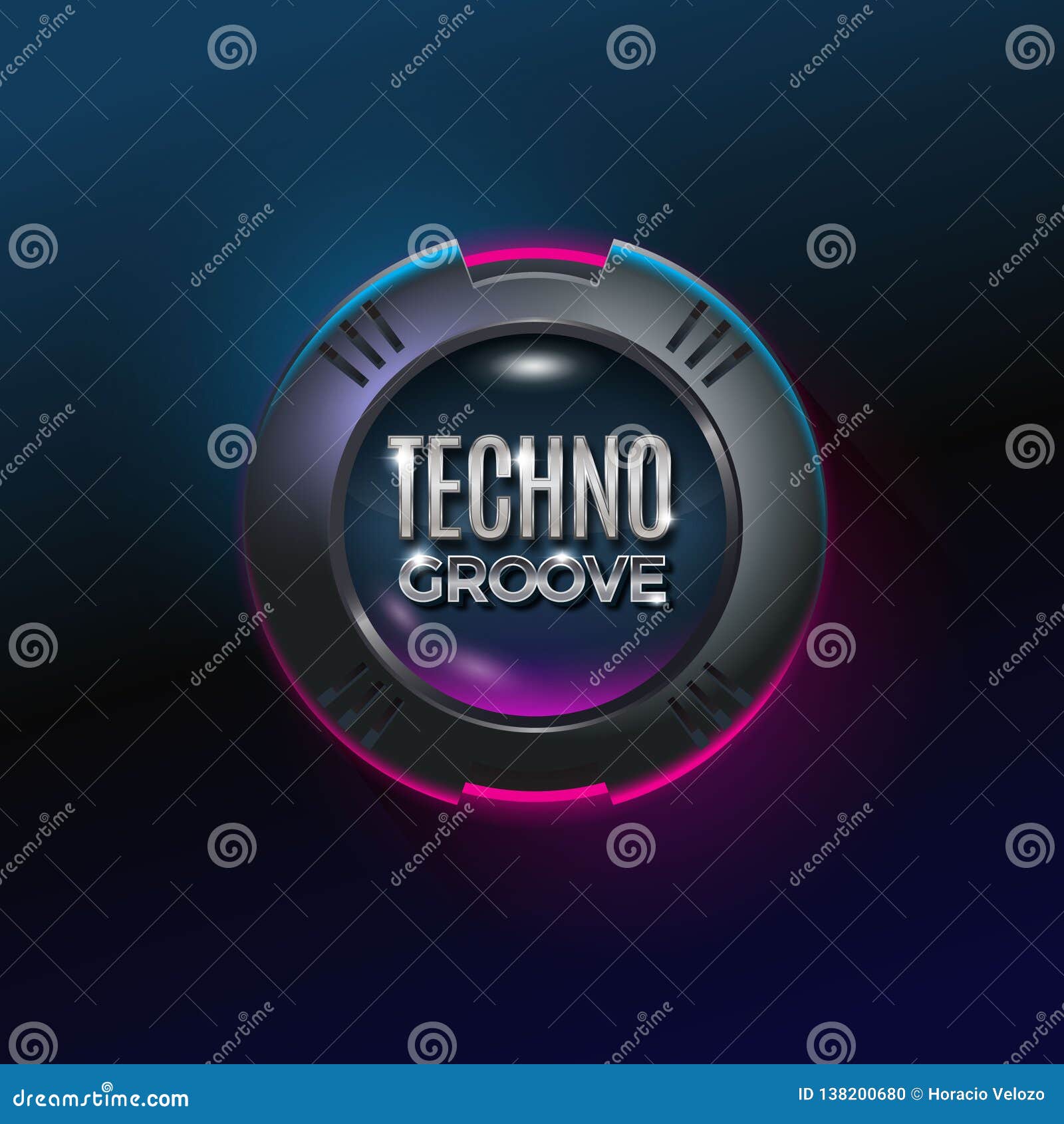 Realistic Metallic Techno Spherical Badge Stock Vector - Illustration ...