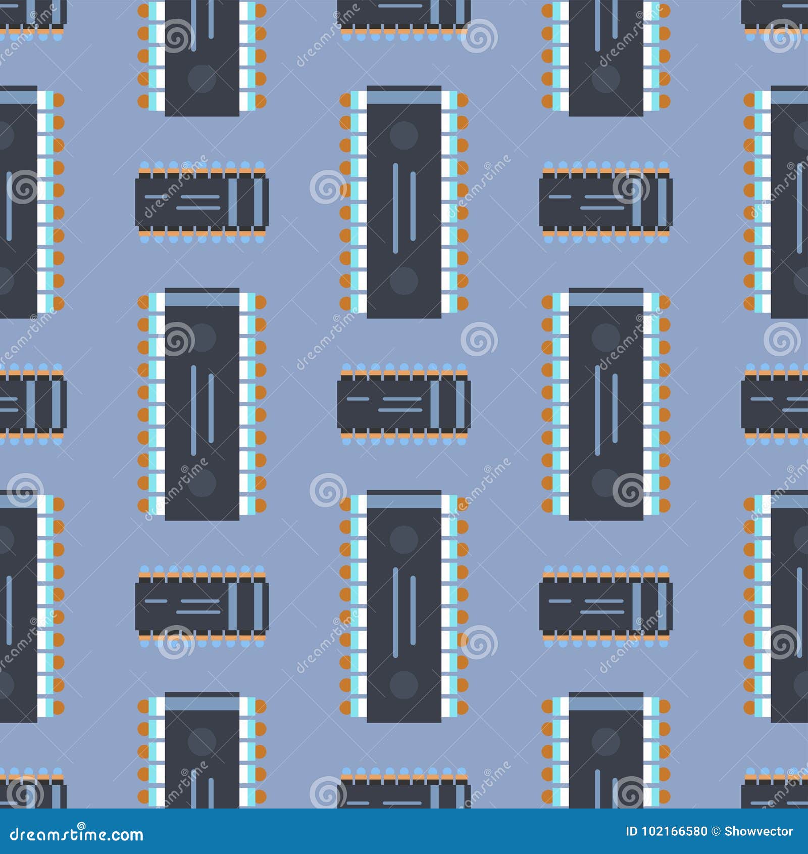 Computer IC Chip Template Microchip Seamless Pattern Background Circuit ...