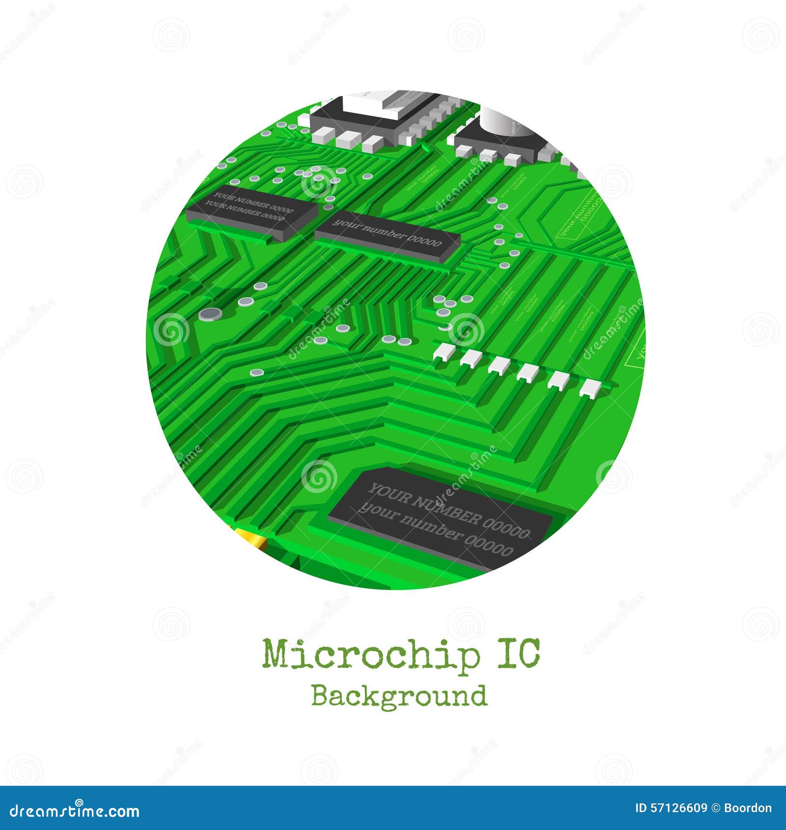 Realistic Microchip Round Frame on White Stock Vector - Illustration of ...