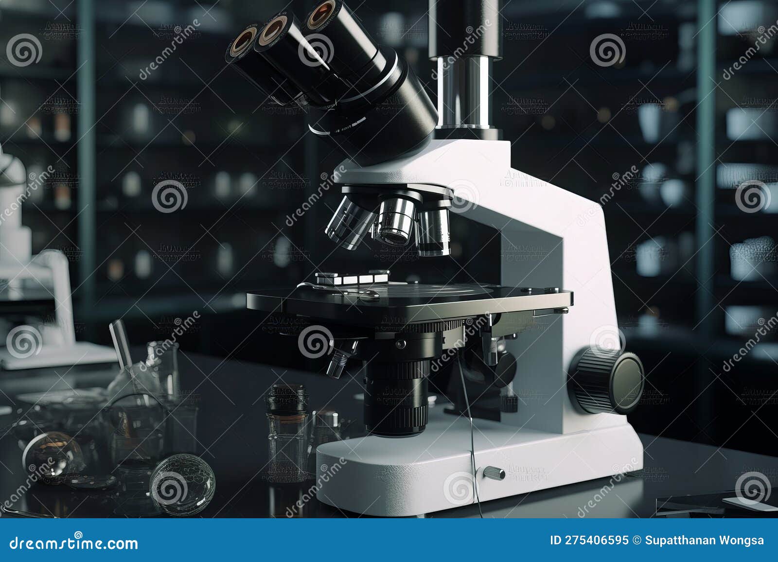 Realistic Microscope Detailed Laboratory Background from Generative Ai ...