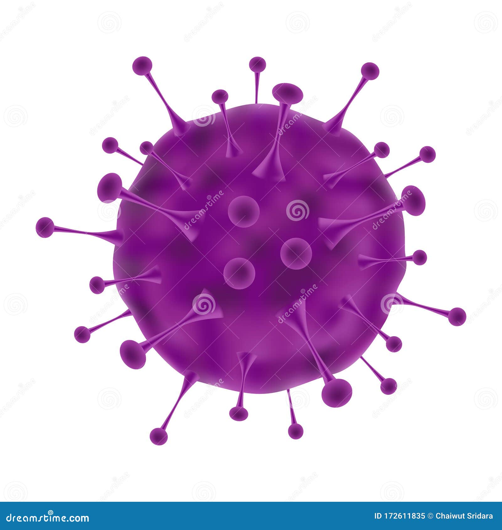 Realistic Microscopic Virus Isolated on White Background Vector Stock ...