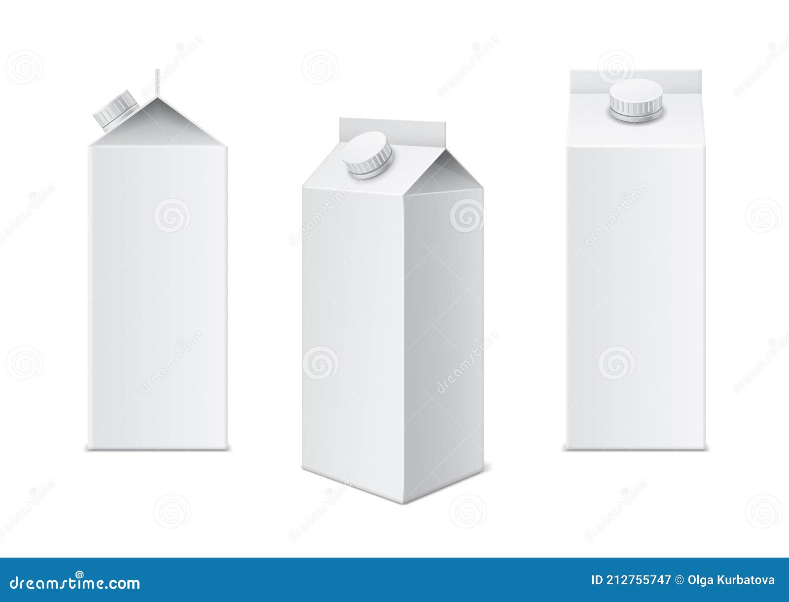 Realistic Milk Box. 3d White Cardboard Template for Juice, Milk and ...