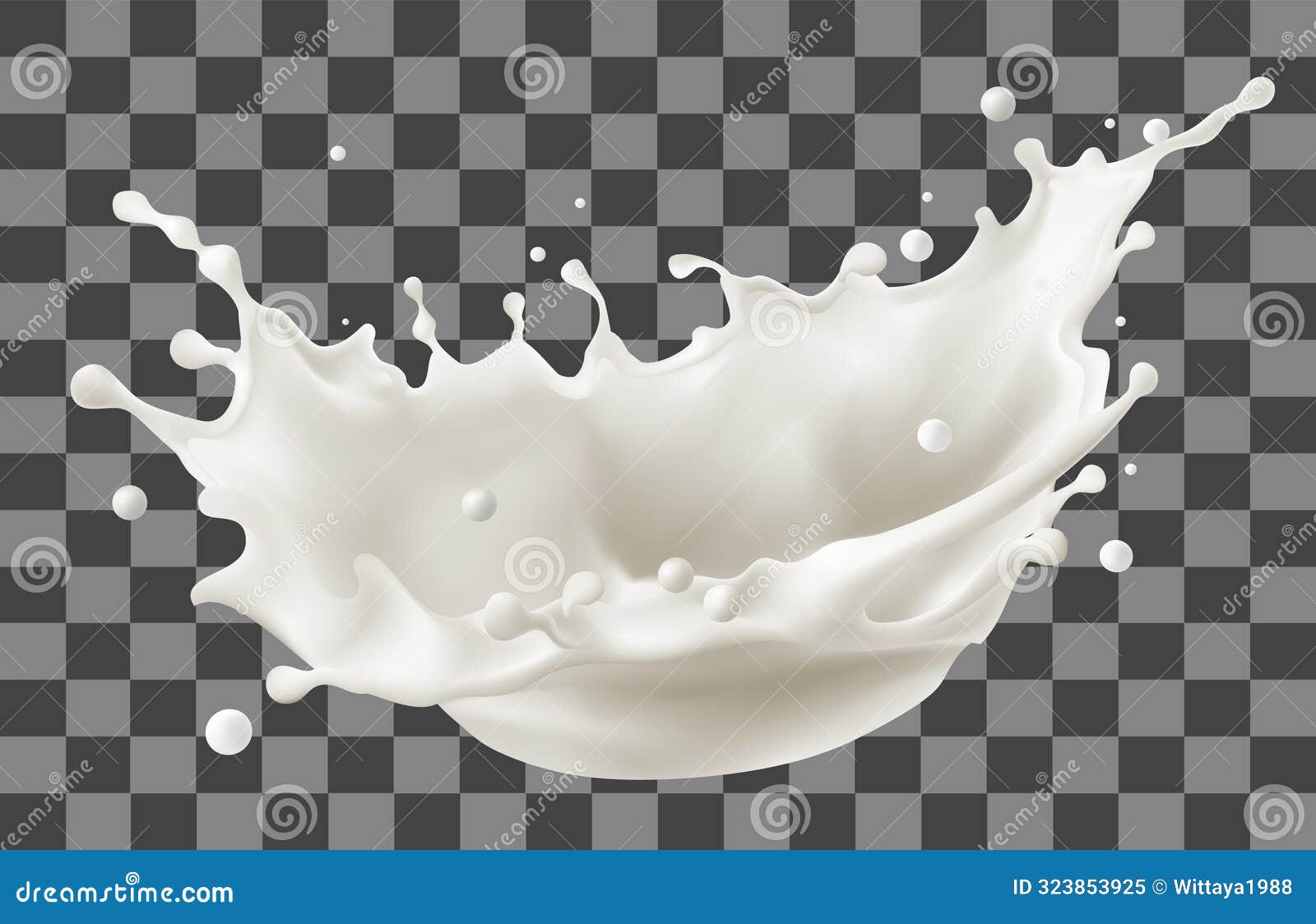 Realistic Milk, Cream Drops and Splashes Isolated on Transparent ...