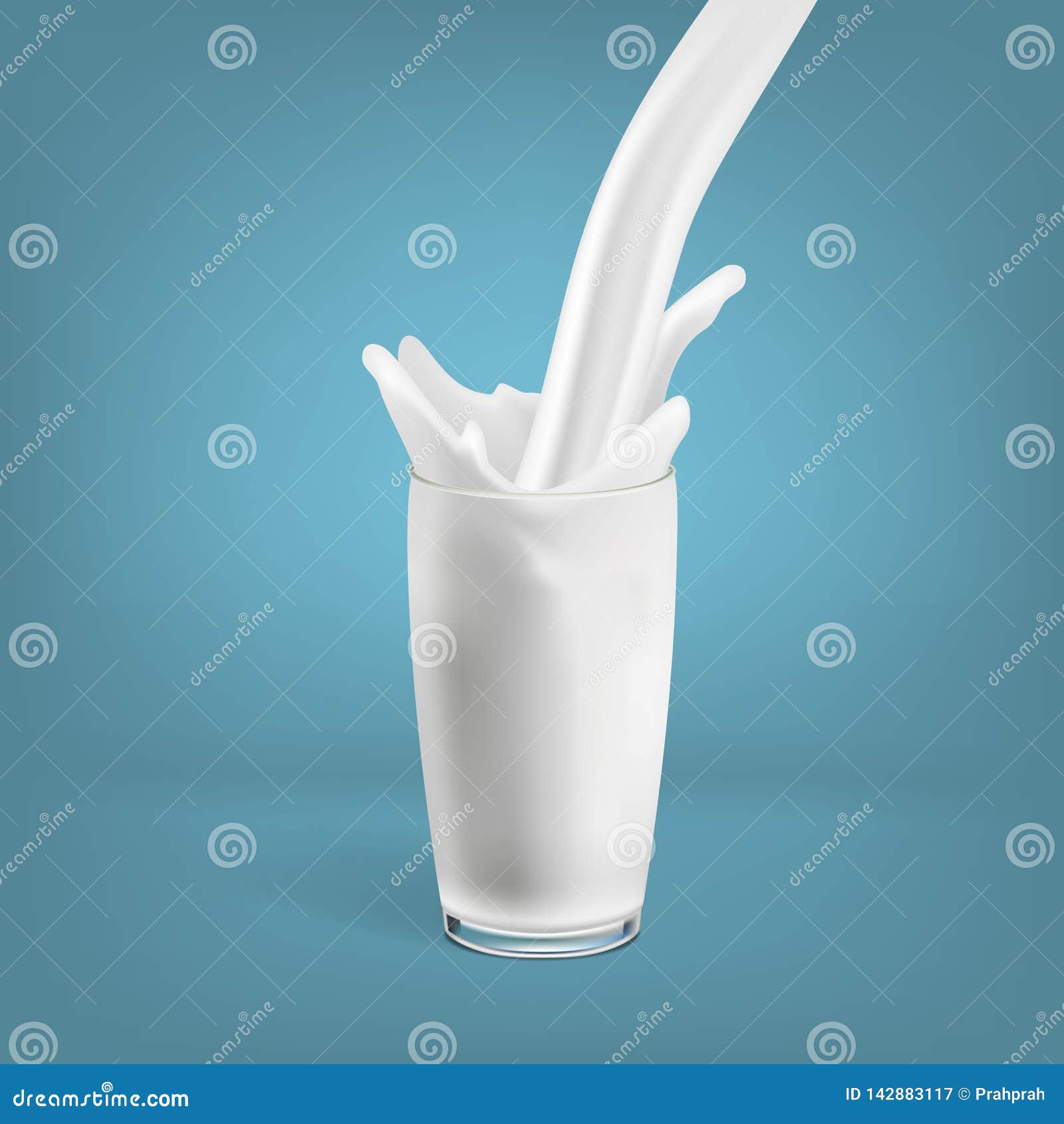 Realistic Milk Flow in Glass and Splash Stock Illustration ...