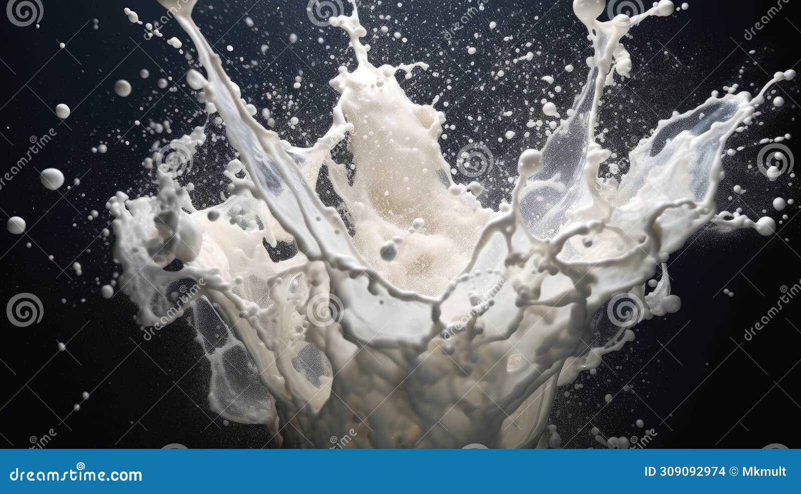 Realistic Milk Splash, Splashing in Milk Pool with Isolated on Blue ...