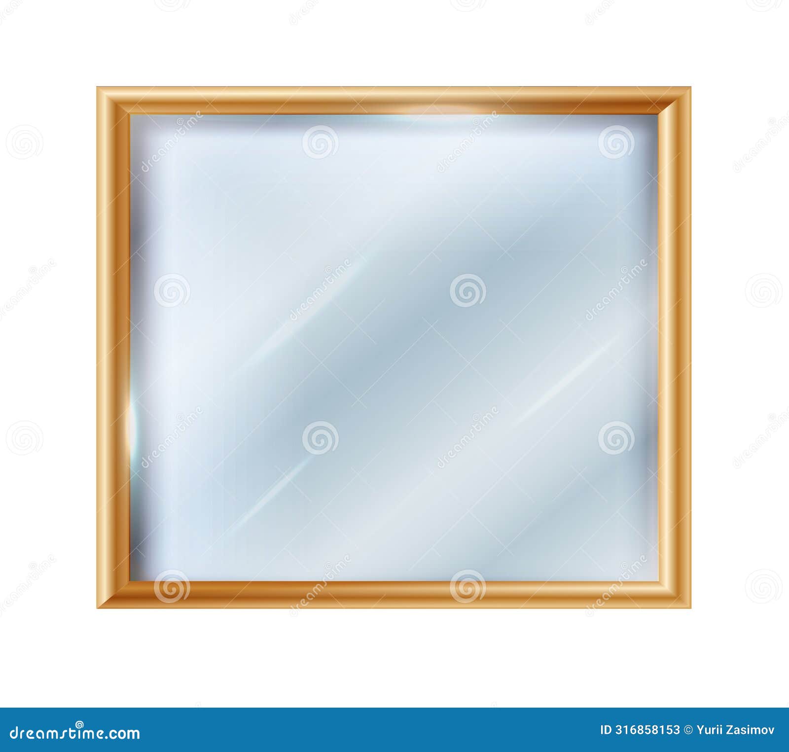 Realistic Mirror with Reflection on Glass. Geometric Mirror with Frame ...