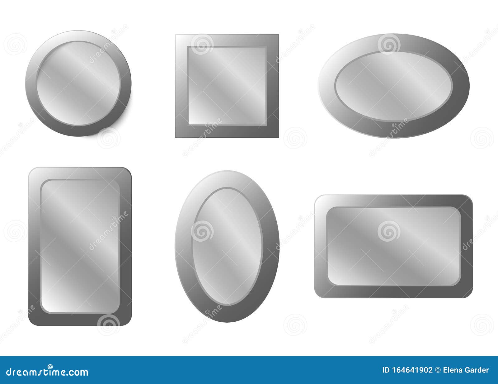 Realistic Mirror Isolated Set. Mirror Frame, White Mirrors Template ...