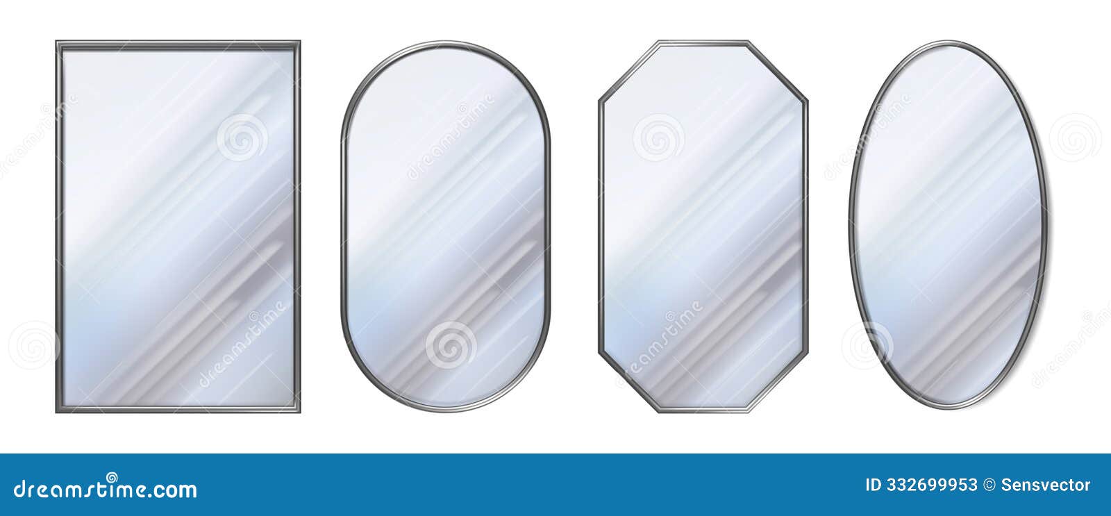 Realistic Mirrors in Different Shapes with Frames Stock Illustration ...