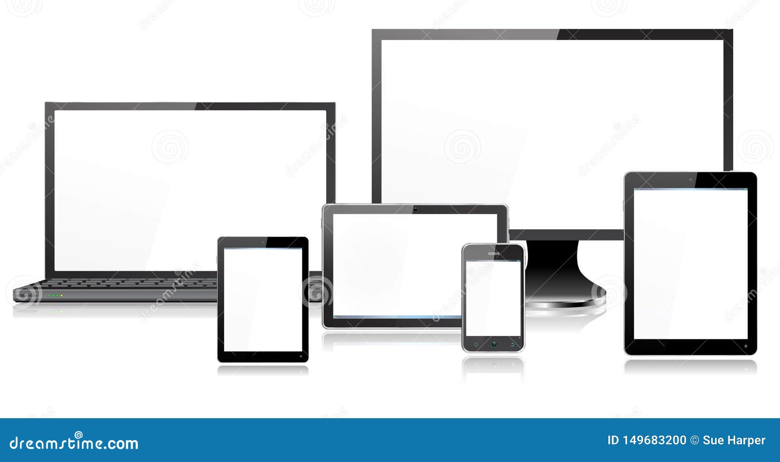 Realistic Mobile Computer Devices Laptop Monitor Screen Smartphone ...