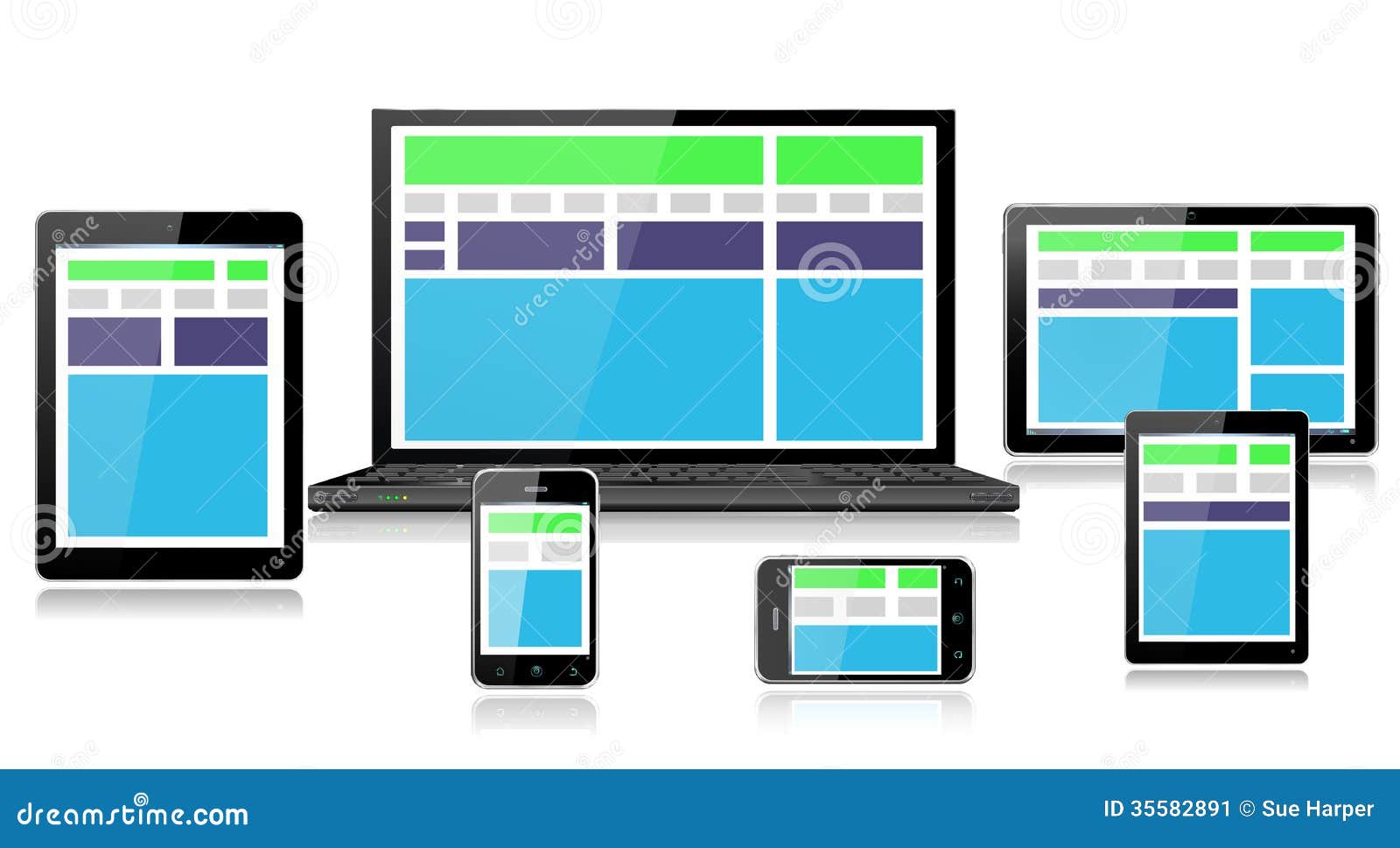 Realistic Mobile Computer Devices Showing Fully Re Stock Vector ...