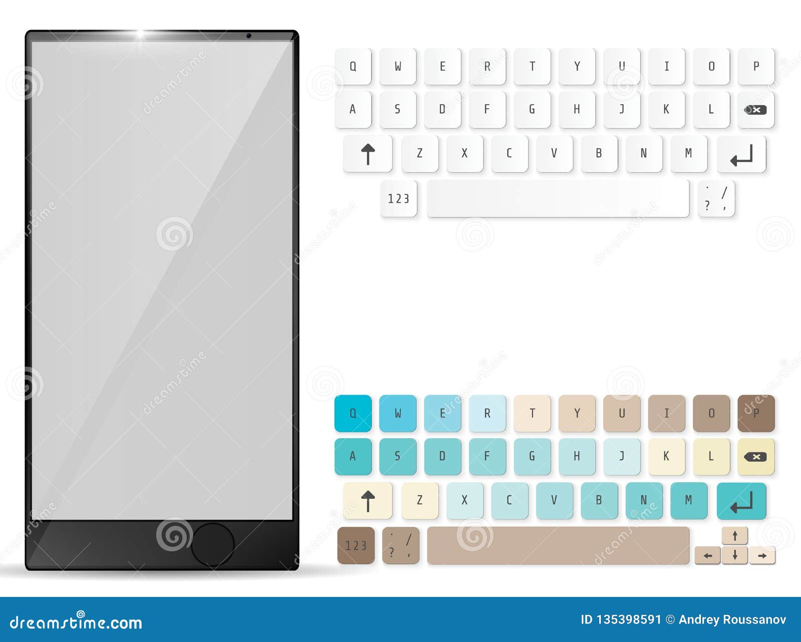 Realistic Mobile and Mobile Keyboard. Keypad Template Stock Vector ...