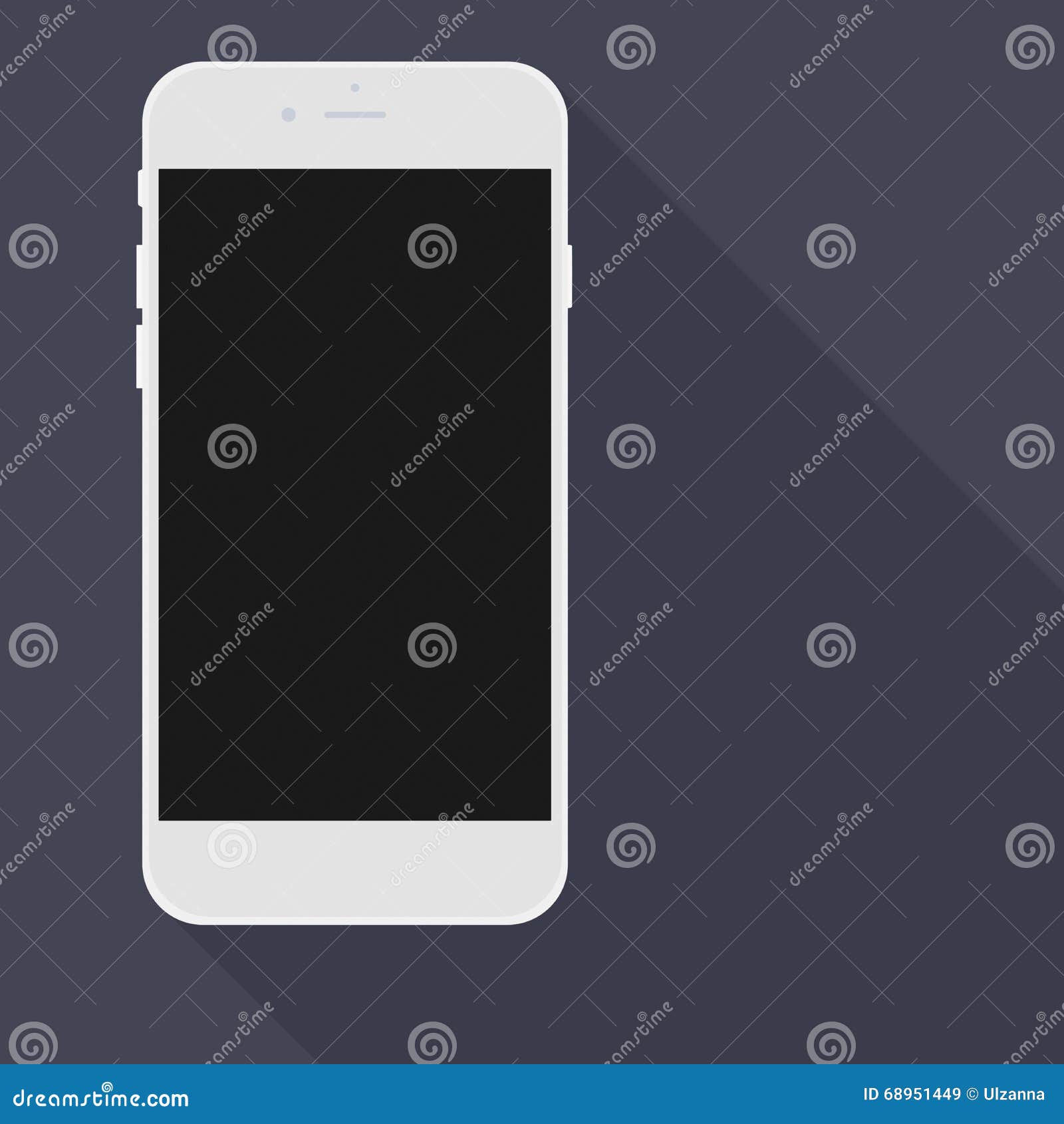 Realistic Mobile Phone with Black Screen and Long Shadows. Stock ...